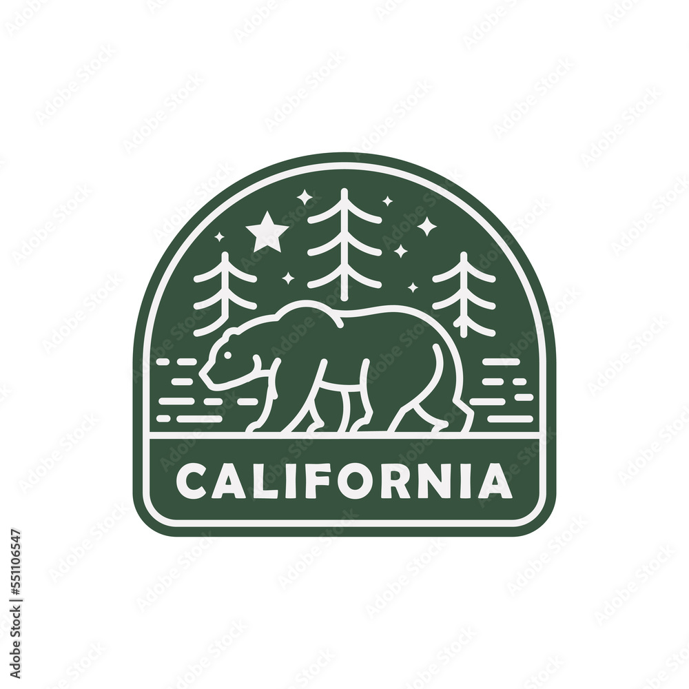California grizzly bear Monoline Emblem Illustration Design Stock ...