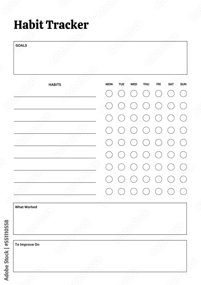 Weekly habit tracker. Daily habit tracker. Minimalist Planner Pages ...