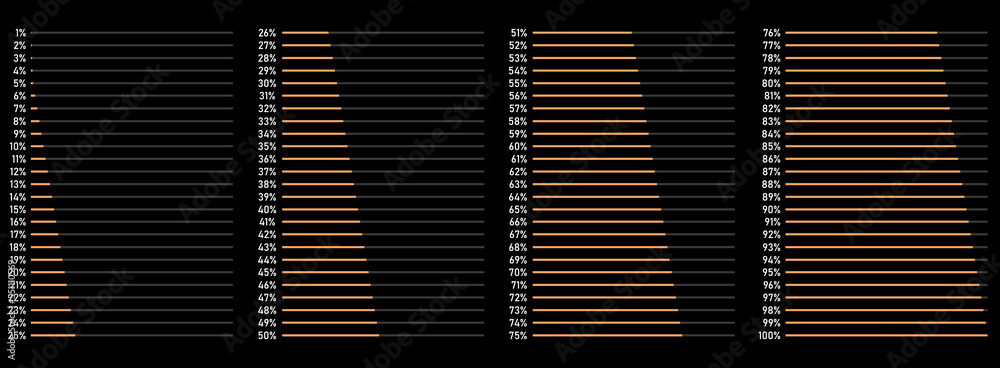 Set of percentage diagrams from 0 to 100 for infographics. Vector ...