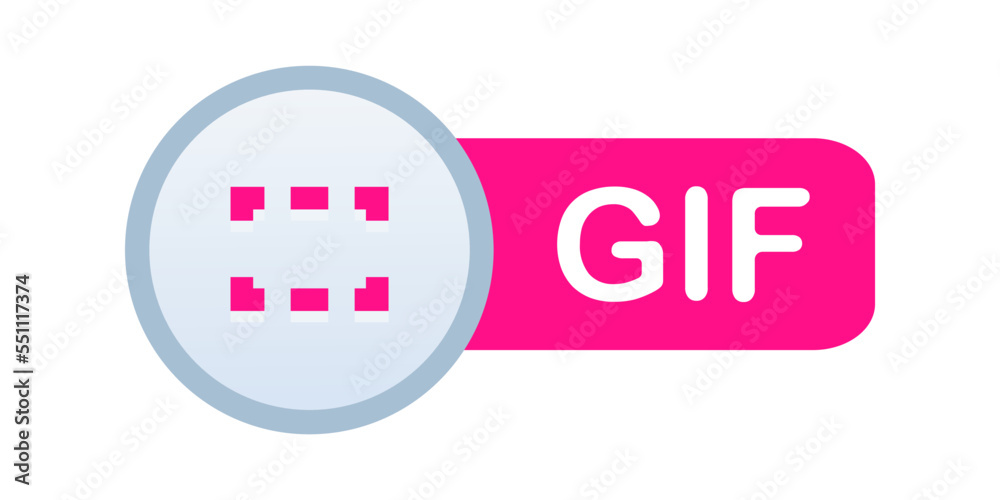 GIF Circle Icon Vector. GIF animation icon button for social media ...