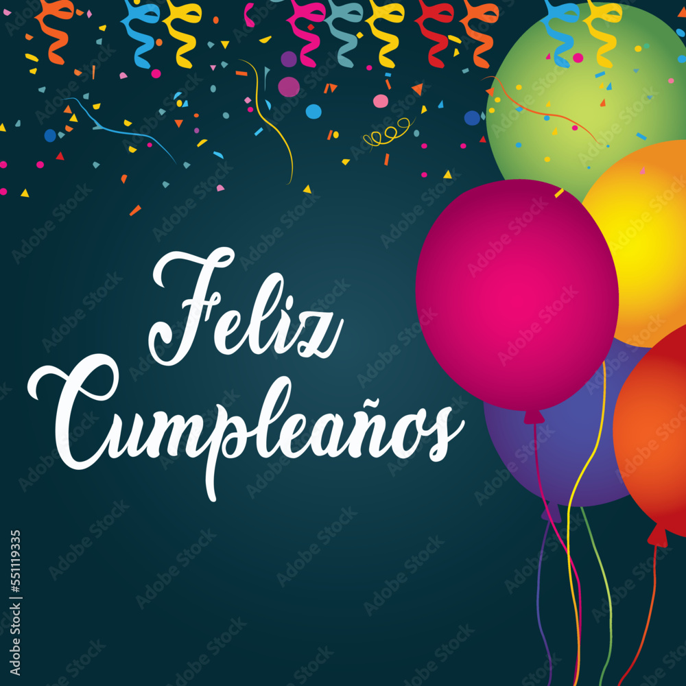 Feliz Cumpleanos - Happy Birthday in Spanish with Balloons Greeting ...