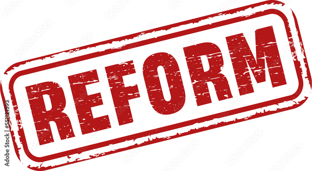 Reform grunge rubber stamp. Vintage old red color texture frame, Reform ...