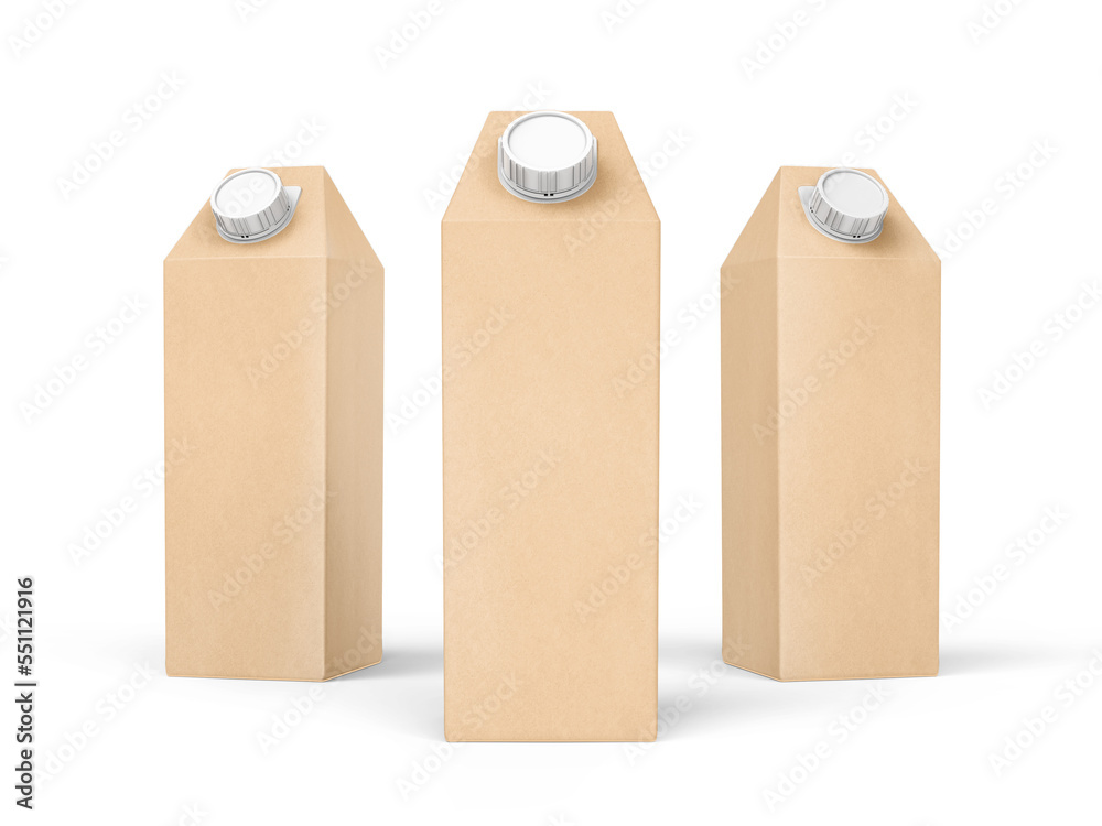 Paper Milk Carton mockup 3d rendered Stock Illustration | Adobe Stock