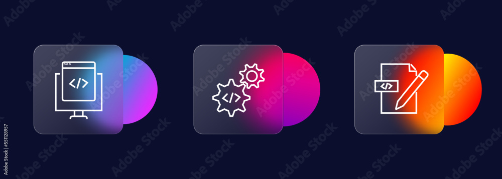 Performance icons set. Business, document, gears, records, file ...