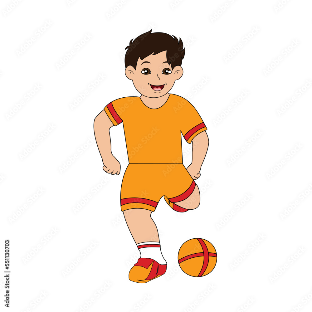 Cute boy playing football vector design Stock Vector | Adobe Stock