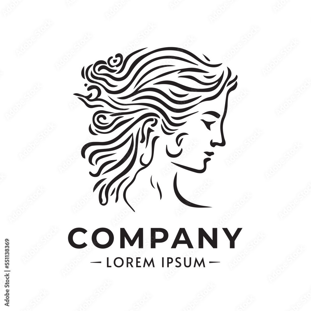 Greek god head wearing laurel icon logo design. Vector minimal line ...
