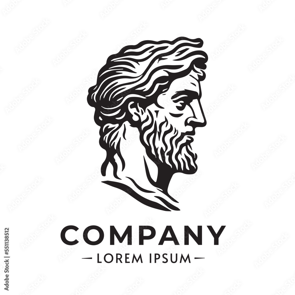 Vetor de Greek god head wearing laurel icon logo design. Vector minimal ...