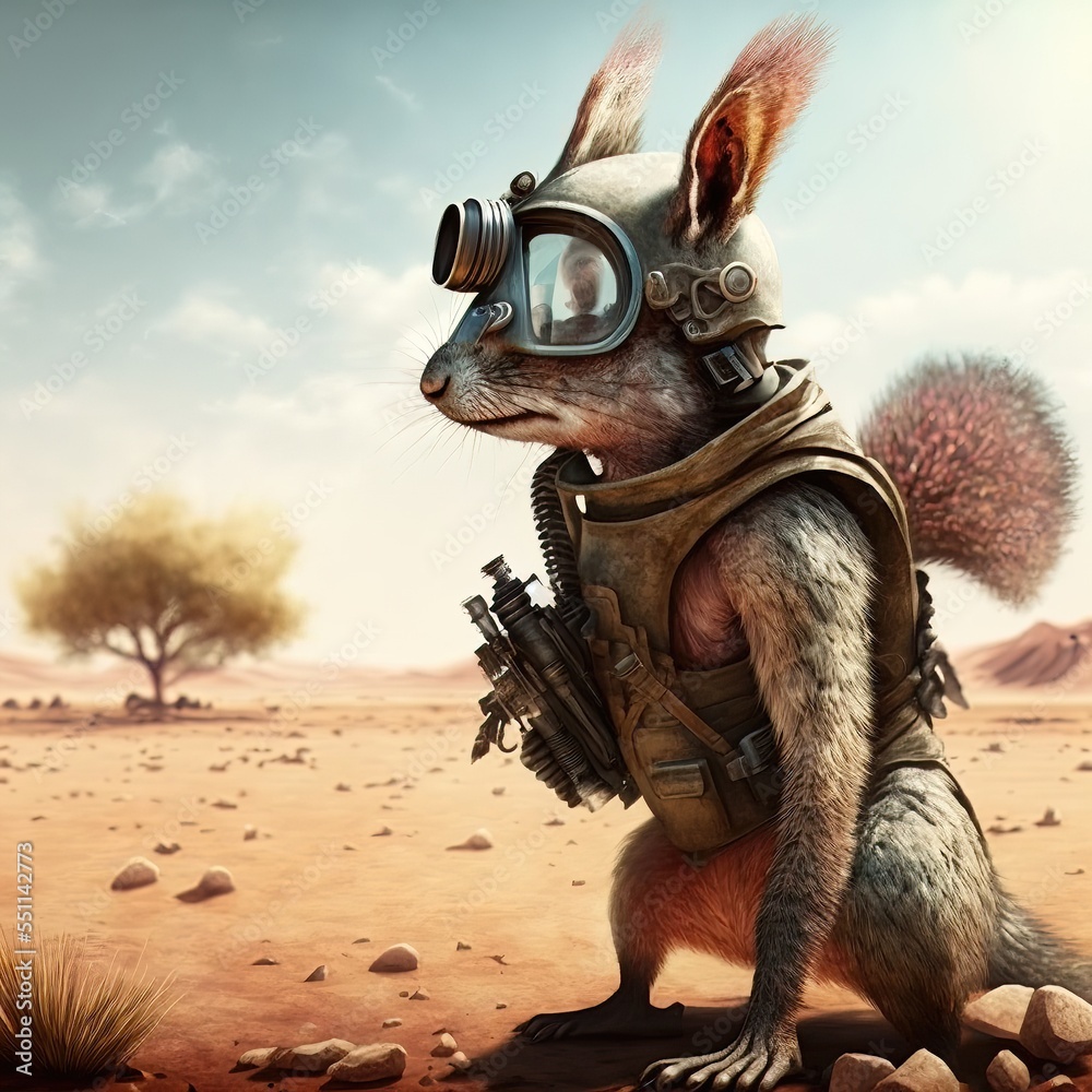 Military Squirrel Cartoon