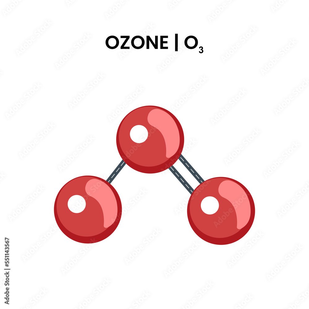 Structural chemical formula of Ozone greenhouse gas. medical ...