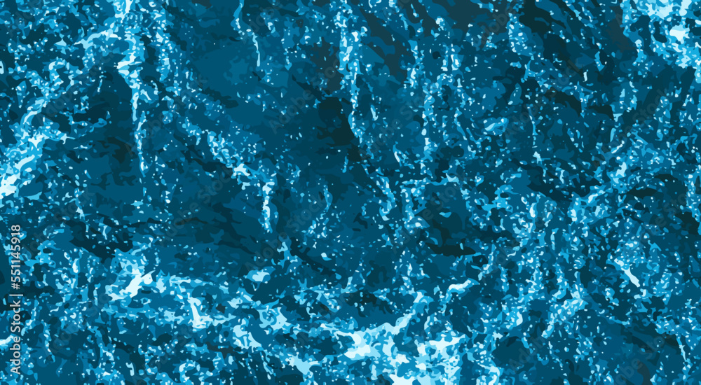 Vector blue ocean pattern. Blue sea texture, top view. Water splash ...