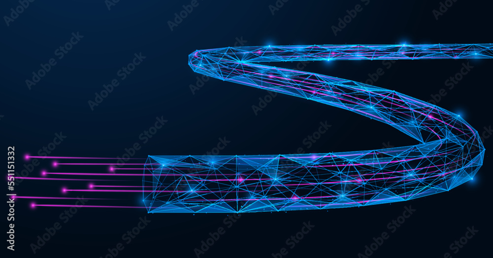 Optical cable, digital communications. Low-poly design of ...