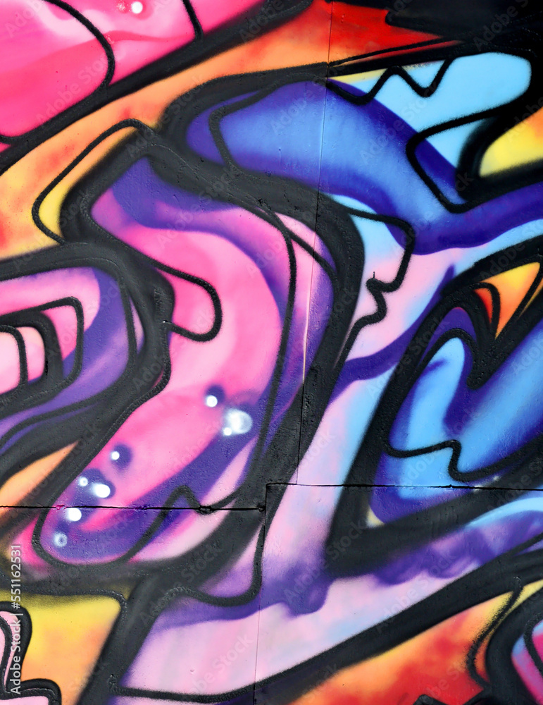 Colorful background of graffiti painting artwork with bright aerosol ...