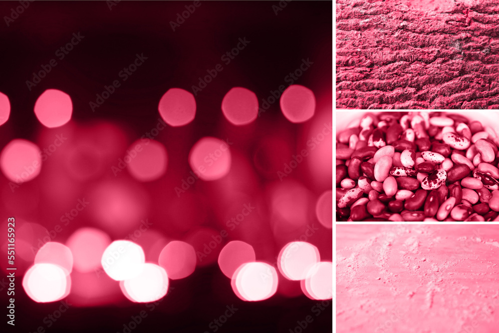 Defocus blurred abstract red bokeh background. Color of the year 2023 ...