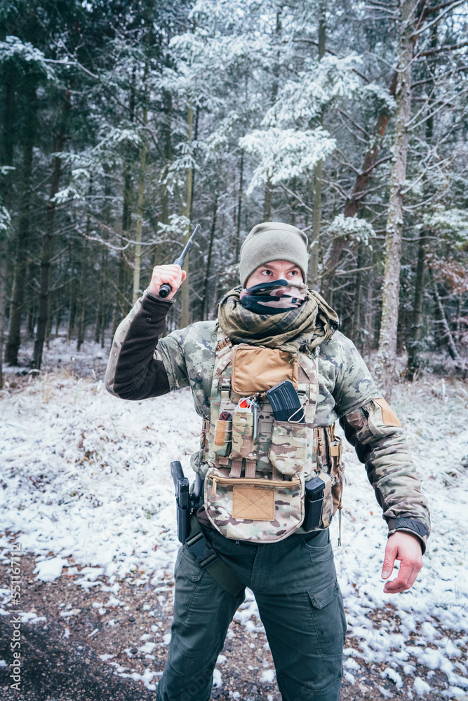 Member of the International Legion patrols. The war in Ukraine.Army ...