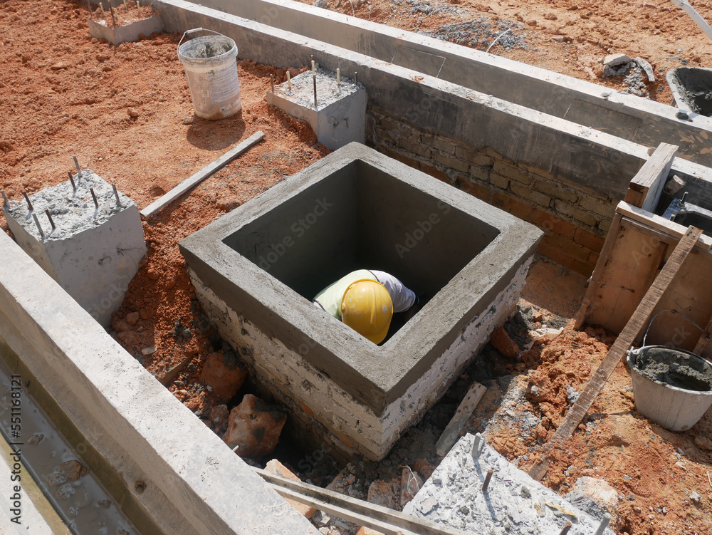 Melaka, Malaysia -February 2, 2022: Utility manhole under construction ...