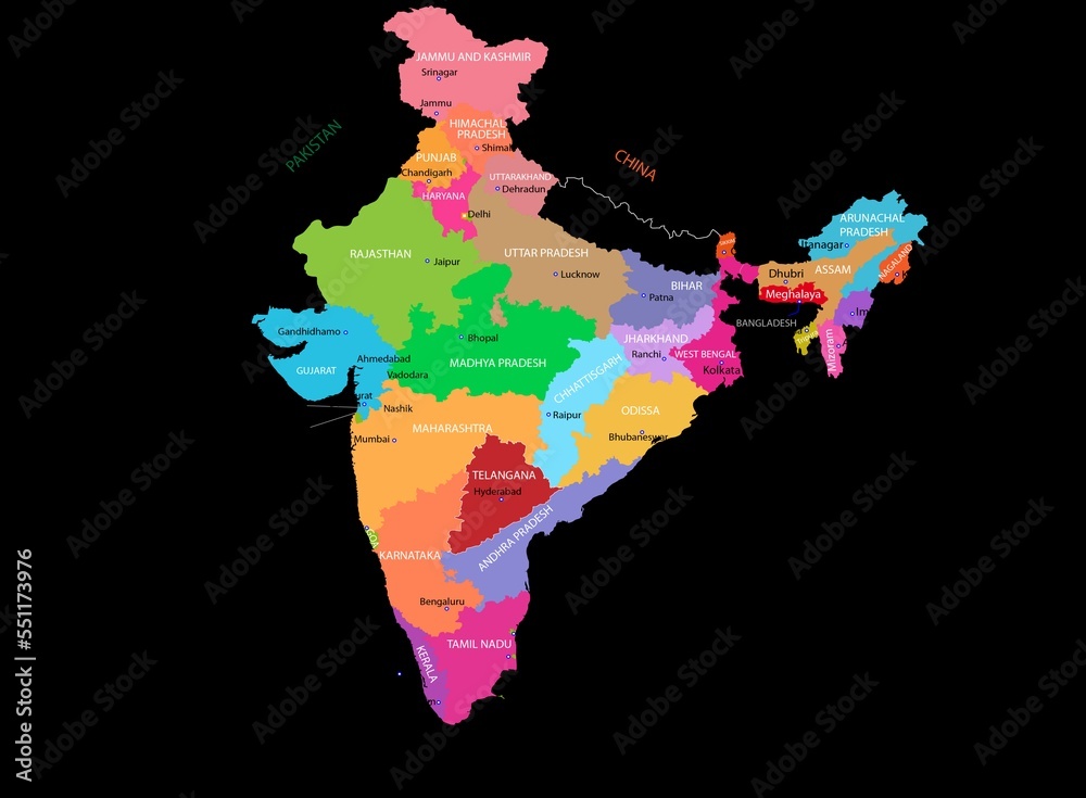 india map states Stock Illustration | Adobe Stock