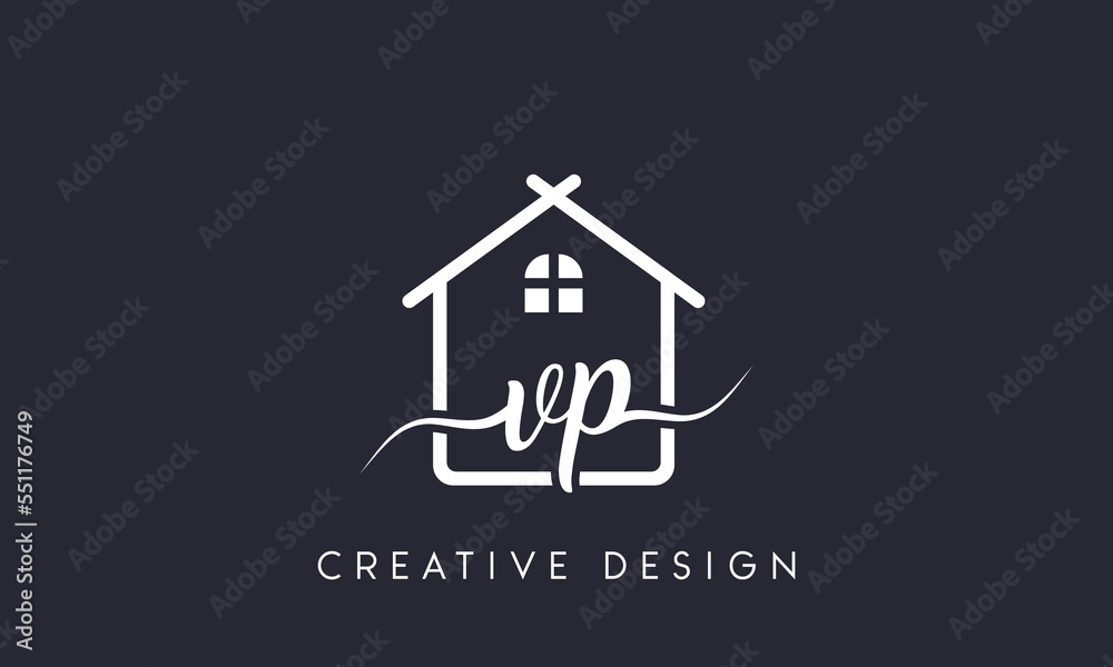Handwriting VP letter with real estate logo design. VP real estate ...