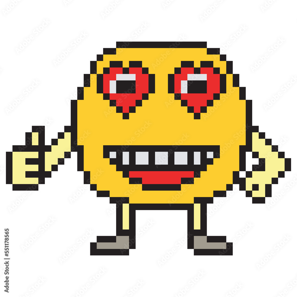 Pixel art face character emoticon. Vector illustration. Stock Vector ...