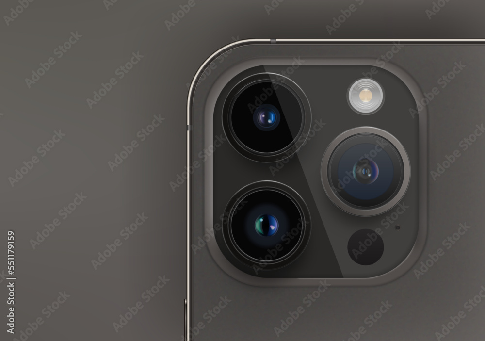 Realistic iPhone 14 Pro Space Black color new released model camera ...