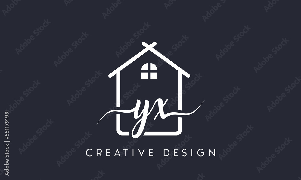 Handwriting YX letter with real estate logo design. YX real estate ...