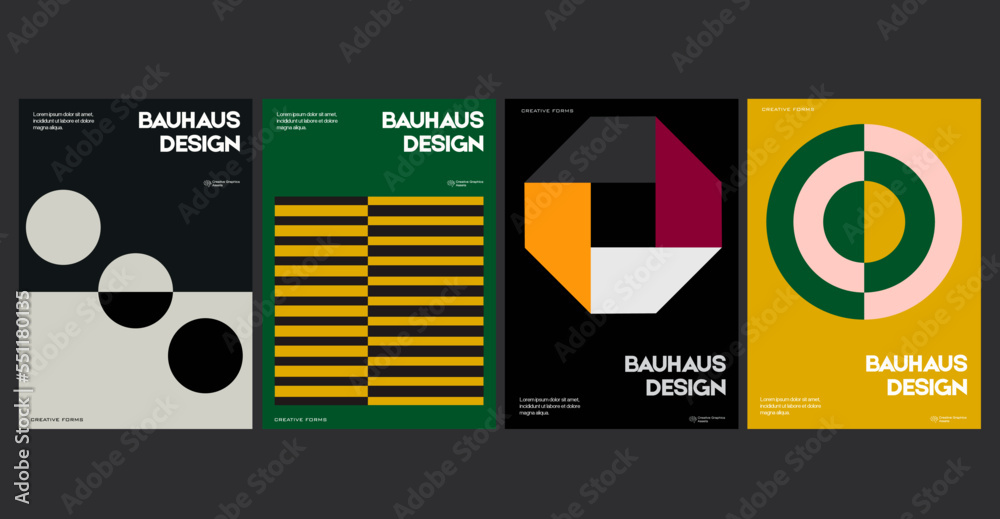 Bauhaus brochure template collection. Contemporary vertical banners ...
