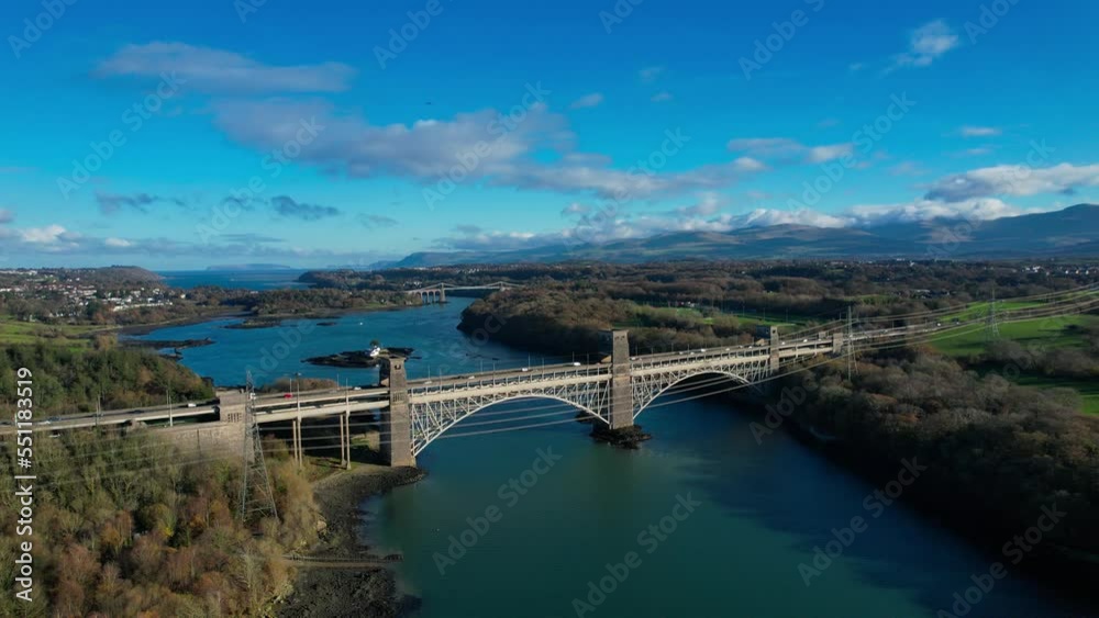 Pont Britannia, Britannia Bridge. Menai Straits, Separating mainland ...