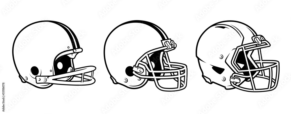 Football helmet evolution black and white set Stock Vector | Adobe Stock