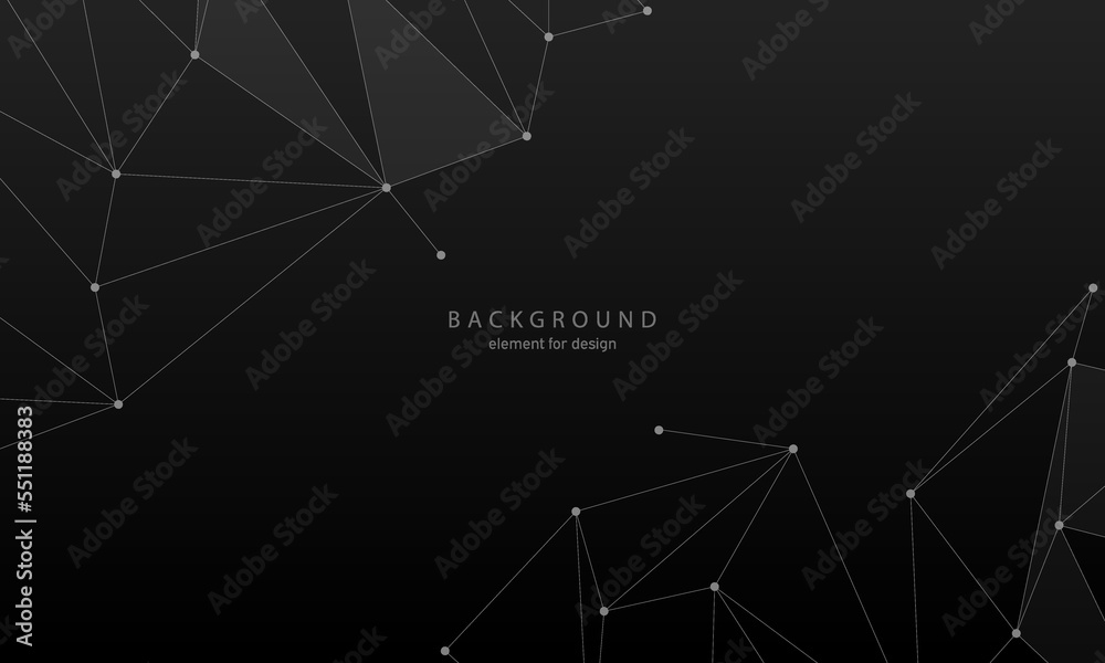 Abstract black background technology connection. Low poly, Molecule And ...