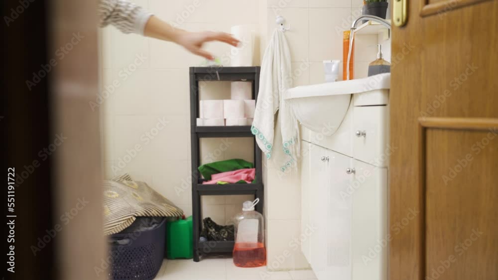 Flooding at home. Water overflow in the house. The woman who forgets ...