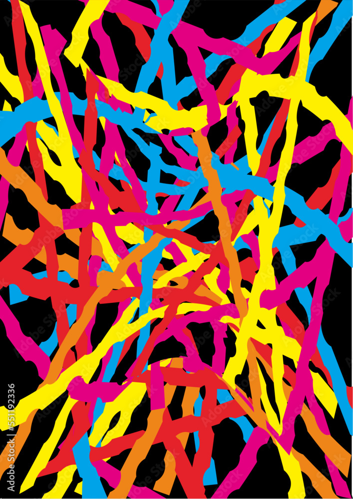 Multi-colored background images placed on a black background in the ...