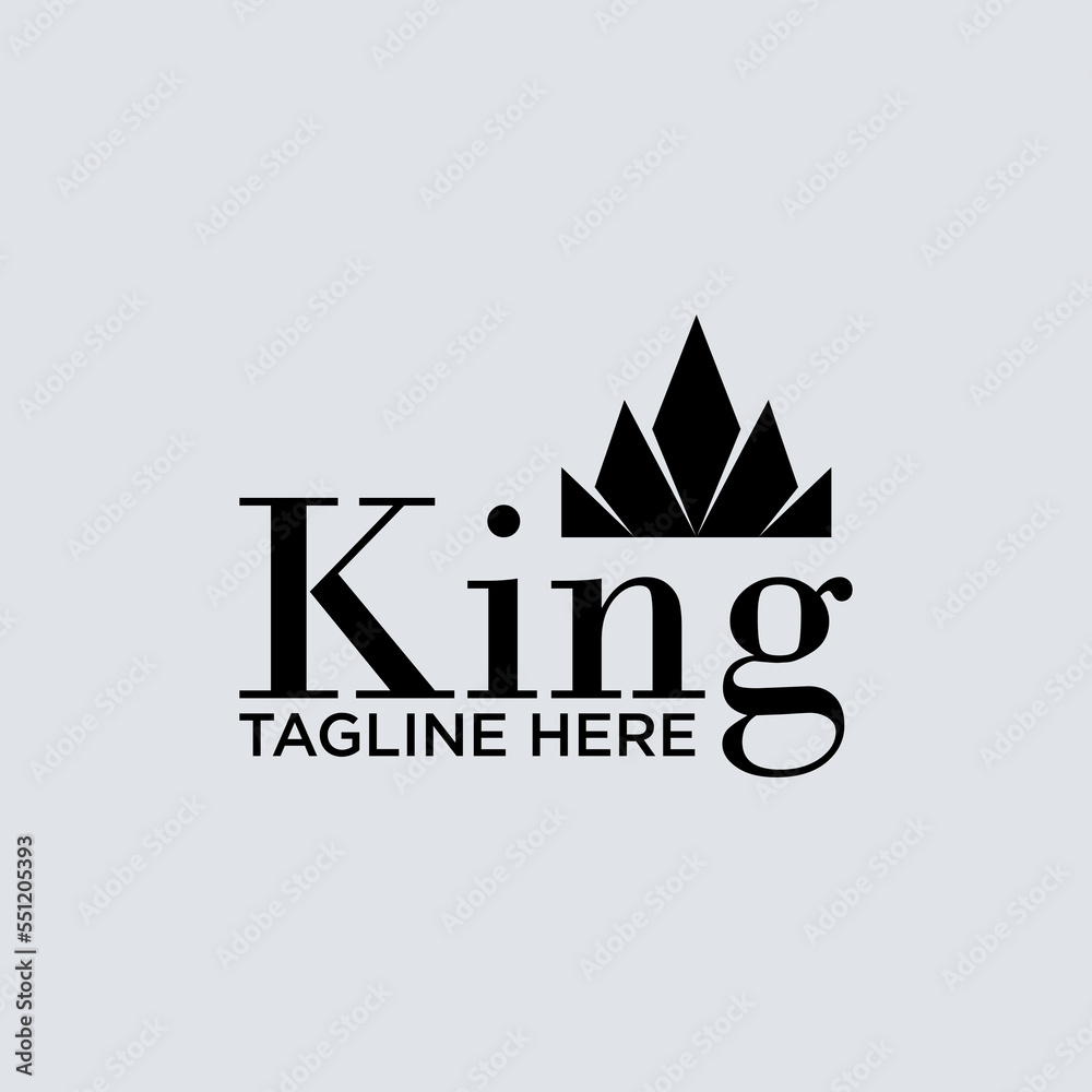 Letter or word KING serif font with simple and unique crown of queen ...