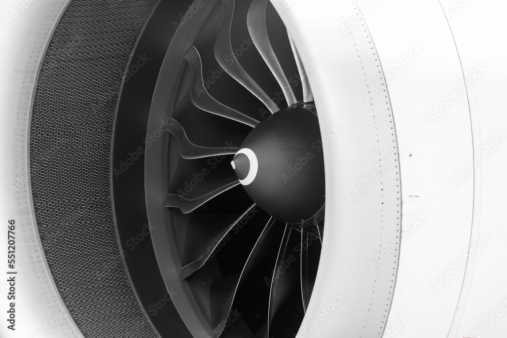 Engine of passenger airplane, Turbofan engine turbojet of aircraft ...