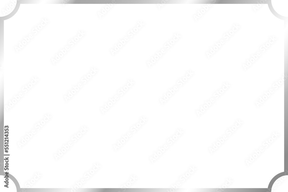 Rectangle silver frame with inverted rounded corner isolated on ...