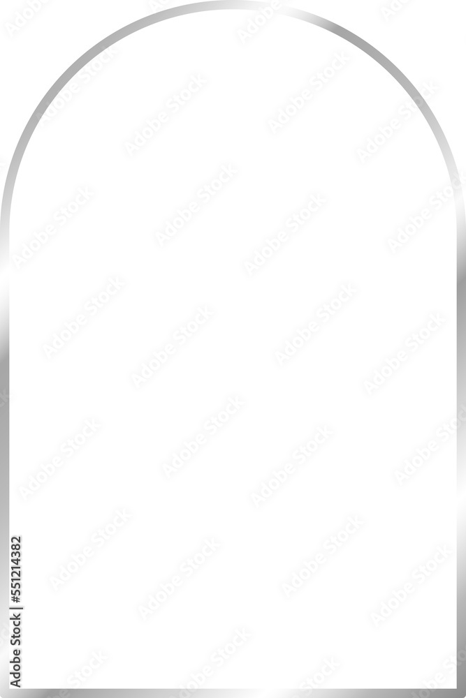silver arc frame, window shape border template illustration isolated on ...