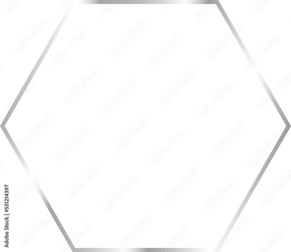 silver hexagon frame isolated on transparent background, luxury border ...