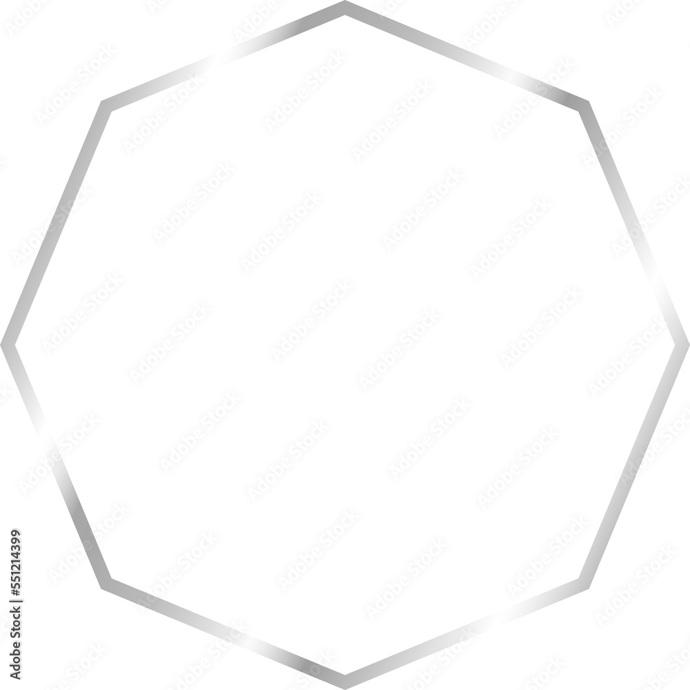 silver octagon frame isolated on transparent background, luxury border ...