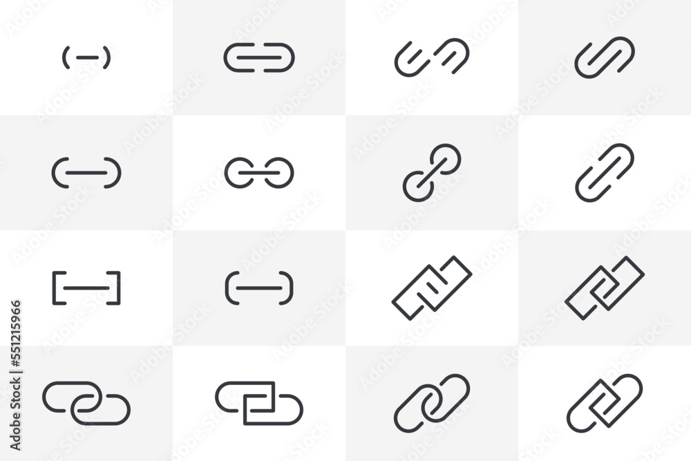 Url link icon set vector. Hyperlink chain website icon bundle vector ...