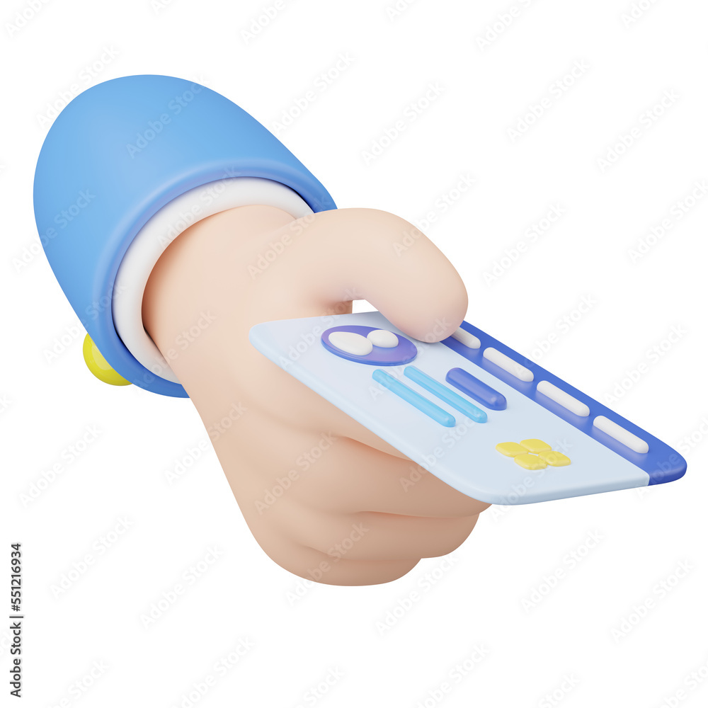 3D Hand holding Id card and floating isolated on transparent. Approve identity verification card ...