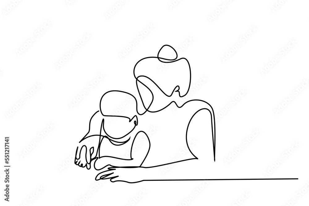 little boy primary school girl teacher together education teaching ...