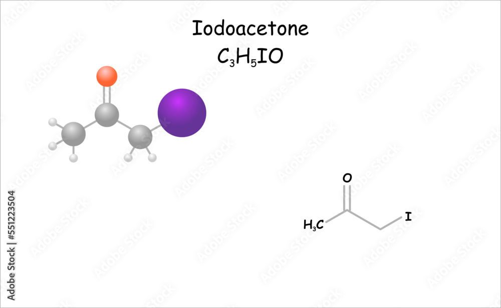 Stylized molecule model/structural formula of iodoacetone. Stock Vector ...