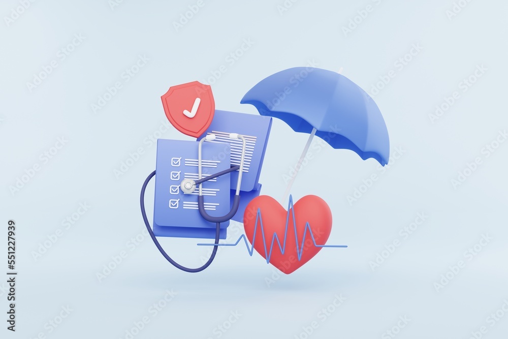 medical health care insurance concept on blue pastel background ...