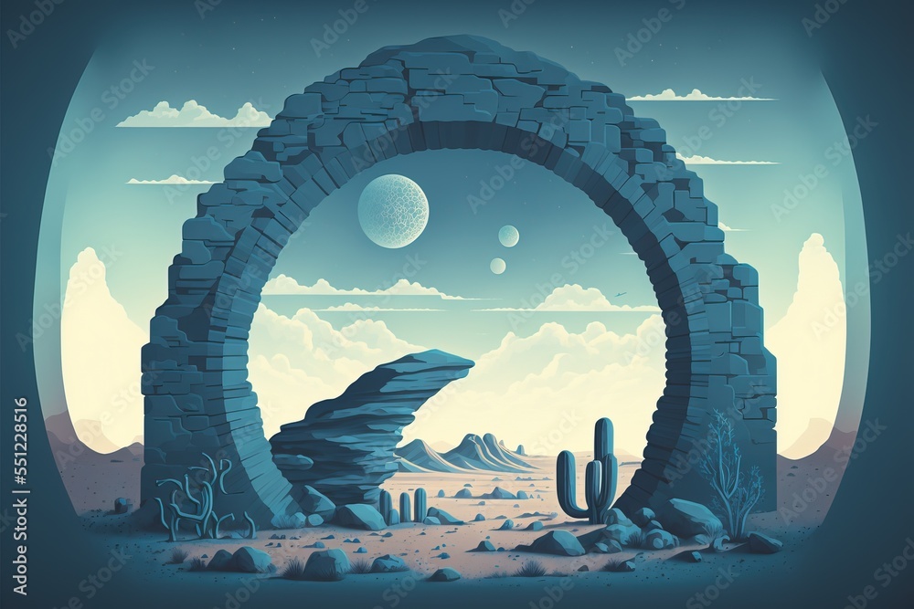 Portal rift to another barren desert world, ancient alien technology ...