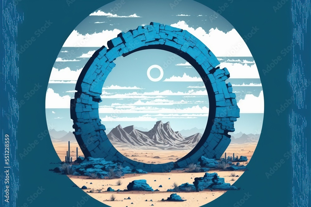 Portal rift to another barren desert world, ancient alien technology ...