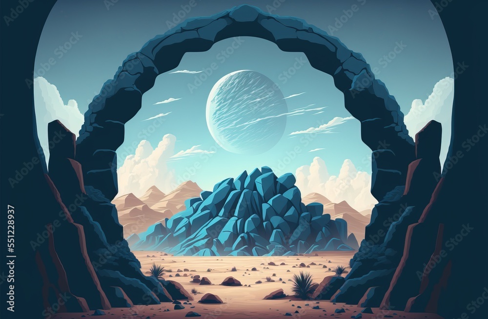 Portal rift to another barren desert world, ancient alien technology ...