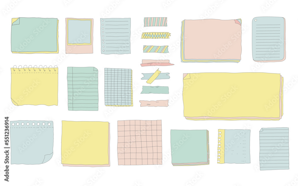 Hand draw Cute sticky paper notes for daily planner, blank notebook ...