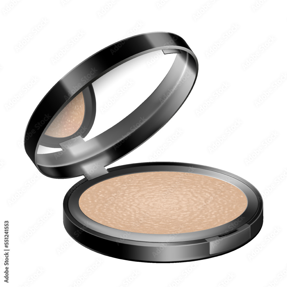 Face compact makeup powder. Realistic cosmetic glow baked powder in the ...