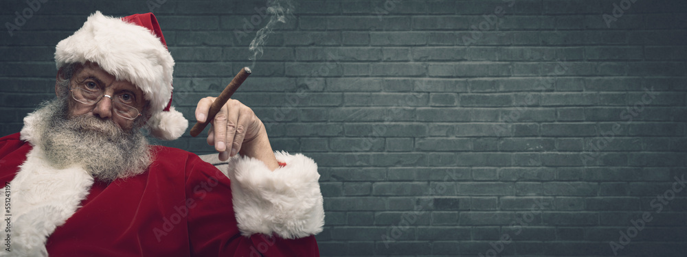 Bad Santa celebrating at home Stock Photo | Adobe Stock