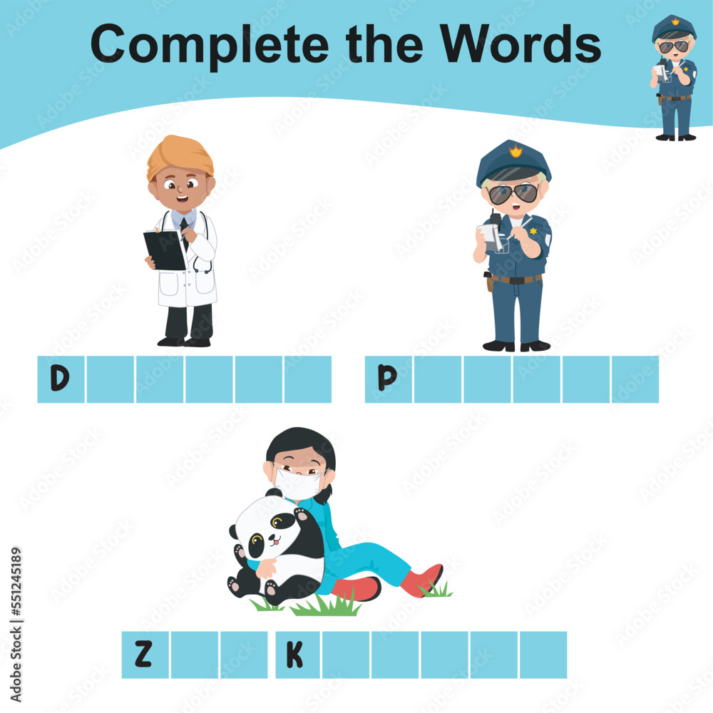 What letters are missing? Complete the missing words. Educational Word ...