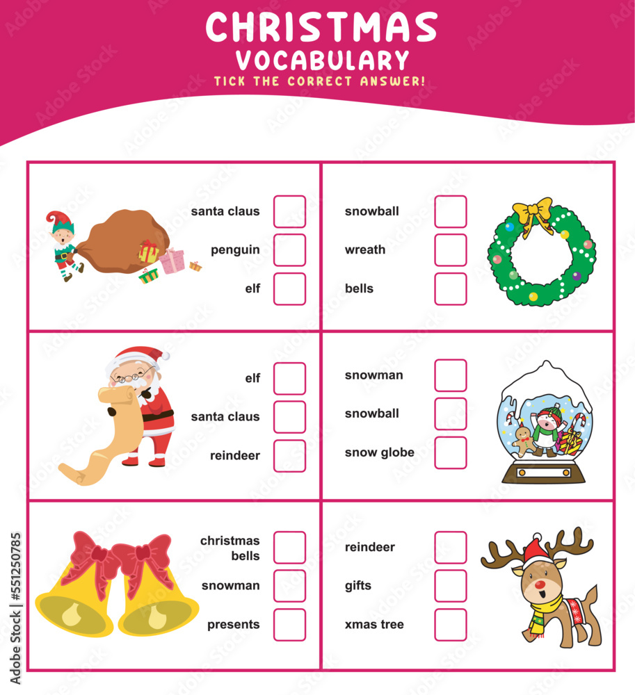 Choose the correct answer. Christmas vocabulary. Worksheet for ...