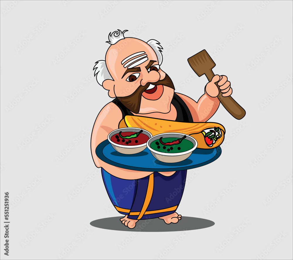 South Indian masala dosa vector illustration Stock Vector | Adobe Stock